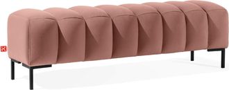 Konsimo Polsterbank, Bettbank, Sitzbank in Samtoptik, Flurbank, bis 120 kg Belastbar (Rosa/schwarz, 160x50x50)