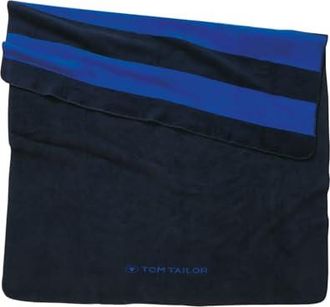 Tom Tailor Jacquard Decke, 150x200 cm, 58% Baumwolle, 32% Polyacryl, 10% Polyester/ Jacquard, mit Wendemotiv, Kettelnaht und gewebtem Logo, JACQUARD BLANKET Blau