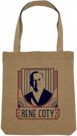 Fabulous Sac Shopping Tote Bag Aspect Lin - Ren&eacute; Coty Style Politique Chic Luxe France - Sac de Courses Toile Epaisse 360g Beige Naturel Cabas Port&eacute; Epaule Sol