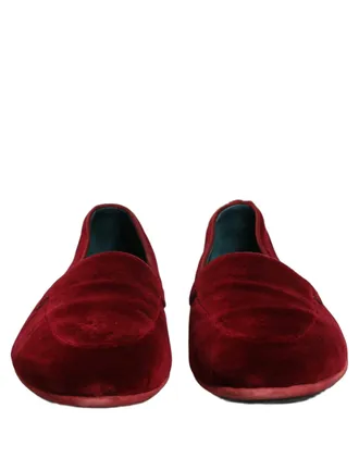 Dolce & Gabbana Mens Velvet Slip-On Loafer Red Leather