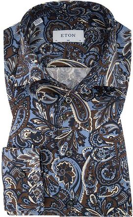 Eton Herren Hemd blau Baumwolle