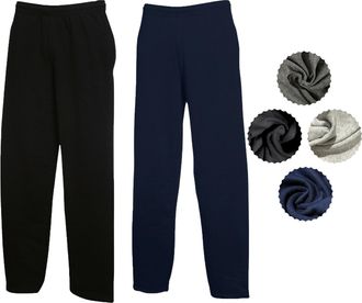 Fruit Of The Loom Herren 2er Jogginghose Set Classic Offen Leg Jog Pants M L XL XXL 3XL Verschiedene Farbsets & HLKauf-Block (1x Deep Navy, 1x Schwarz & 1x HLKauf-Block