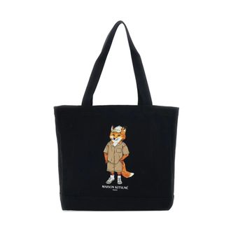 Maison Kitsun&eacute; Homme, Sacs, Noir, Taille: ONE Size Tote Bag
