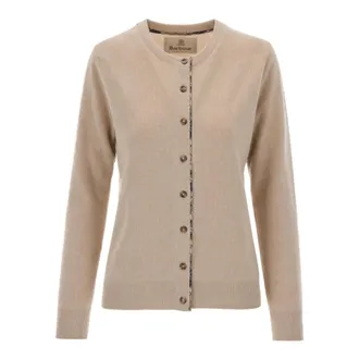Barbour Femme, Pulls, Beige, Taille: 38 FR Cardigan en maille c&ocirc;tel&eacute;e &agrave; col rond