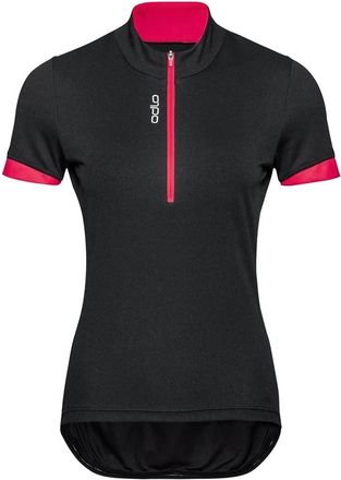 Odlo Damen Radtrikot halber Reißverschluss Essentials, Black - Paradise pink, XS