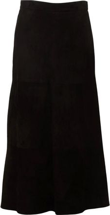Max Mara Jupe Longue en Daim - Femme - Jupes - Noir - Taille: 38 FR