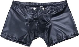 Generic Boxer pour homme en cuir verni - Boxer érotique - Sous-vêtements - Sac sexy - Rétro - Party Club - Sous-vêtements - Boxer Gay Stretch - Sous-vêtements