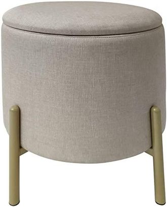 Echtwerk Pouf Logan, avec Espace de Rangement, Couvercle Amovible, Coffre de Rangement Rond, avec Pieds en Bois, adapt&eacute; &agrave; la Chambre &agrave; Coucher et au Salon, 40 