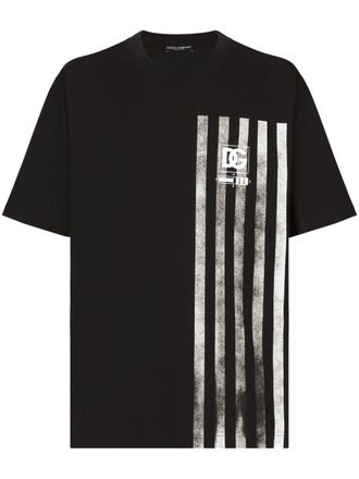 Dolce & Gabbana t-shirt en coton &agrave; rayures - Bleu