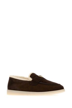 Prada Mens Brown Suede Loafers Moro Vitello-Ovisariesaries Mocassini