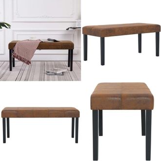 vidaXL Sitzbank 106 cm Braun Wildleder-Optik - Sitzbank - Wildleder Optik - Wohnzimmer Dekoration - Holzrahmen - Polsterung - Home & Living