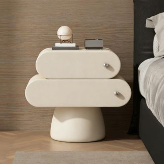 Generic Nachttische, Nachttisch Mit Drehbarer Schublade Und Zylindrischen Schrankbeinen Aus Massivholz, Abgerundete Ecken for Schreibtischlampe, B&uuml;Cher