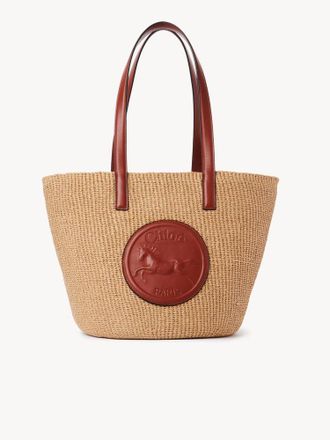 Chlo&eacute; Woven Straw with Leather Tote Bag - Brown