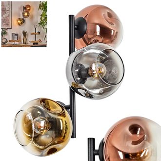 HOFSTEIN Wandleuchte Ripoll, Wandlampe aus Metall/Glas in Schwarz/Kupfer/Chrom/Rauch/Gold/Klar, Leuchte im Vintage-Design (Schirme &Oslash; 15 cm), E14, Wohnzimmer, S