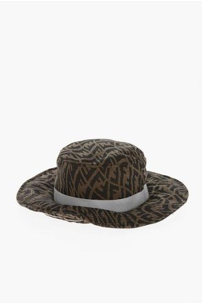 Fendi Monogram Patterned Sahara Bucket Hat with Removable Fly Scre size S