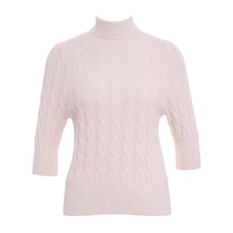 Kaos Kaos - Pull en maille torsad&eacute;e avec reflets scintillants - Femme - Pulls - Rose - Taille: 42 FR