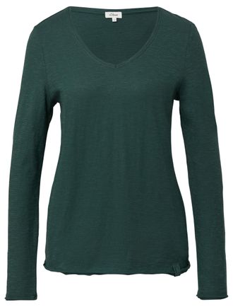 s.Oliver Jersey-Shirt mit V-Ausschnitt und Rollsaum