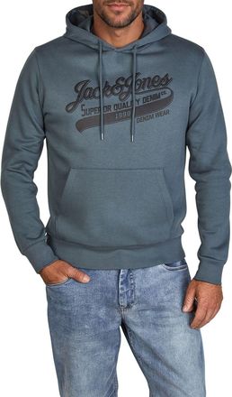 Jack & Jones Hoodie Herren Regular Fit JJEADRIAN Kapuzenpullover Pullover Sweater Print Blau 3XL, Größe:3XL, Farbe:Dark Slate (Superior)