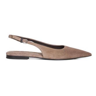 Brunello Cucinelli Femme, Chaussures, Brun, Taille: 37 EU Ballerines Slingback en Daim