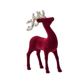 Generic Figurine de renne de No&euml;l bordeaux avec bois dor&eacute; - Plusieurs styles (cerf debout B - 22 &times; 13,5 cm / 8,6 &times; 13,5 cm, env. 0,0 kg)