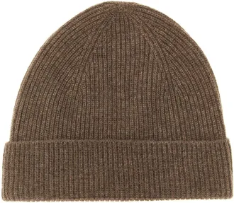 Ballantyne Cashmere Ribbed Beanie - Brown