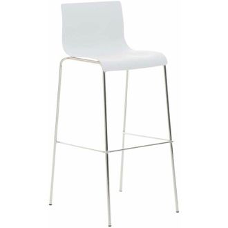 Clp Tabouret de bar 4 pieds - Assise en polypropyl&egrave;ne ergonomique - Base en m&eacute;tal chrom&eacute; - Hauteur r&eacute;glable 76 cm - Empilable