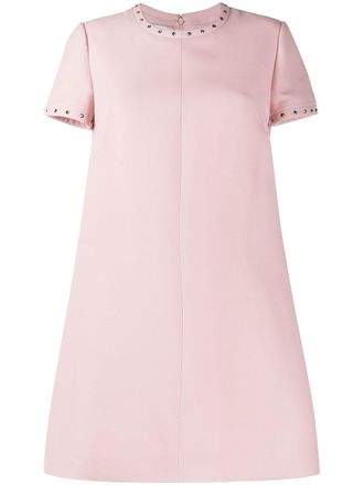 Valentino Garavani robe évasée à bordures ornées de cristal - Rose
