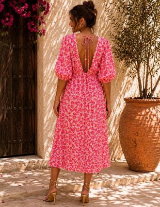 Worldclassca Sommerkleid Worldclassca Musselin Sommerkleid Leopard Animal Muster Lang Strand Neue Kollektion - Stilvolle und gem&uuml;tliche Sommer Mode f&uuml;r Damen
