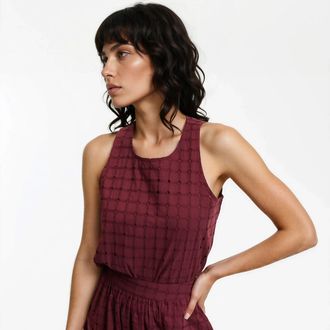 La Redoute Collections Top Sans Manches Col Rond En Broderie Anglaise