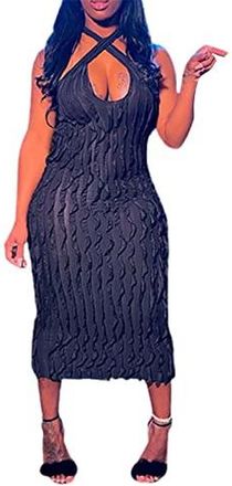 Generic 2026 Robes amincissantes printemps/&eacute;t&eacute; 2023 europ&eacute;en et temp&eacute;rament style &eacute;l&eacute;gant texture mince dos nu robe femme, Noir, L