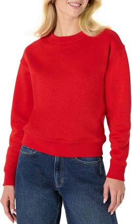 Amazon Essentials x Sofia Grainge Damen Boxy Sweatshirt mit &uuml;berschnittenen Schultern und Rundhalsausschnitt, Rot, XXL