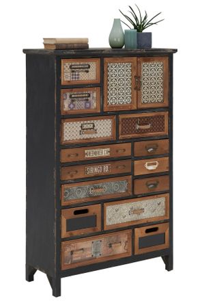 Landscape Kommode, Mehrfarbig, Metall, Kiefer, massiv, 14 Schubladen, 76x119x32 cm, stehend, Wohnzimmer, Kommoden & Sideboards, Kommoden