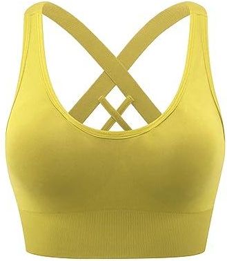 Generic Soutien-gorge de sport 2026 pour femme, couleur unie, crois&eacute;, haute intensit&eacute;, s&eacute;chage rapide, respirant, r&eacute;sistant aux chocs, course &agrave; pied, yoga, ja