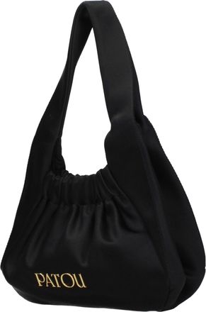 Patou Ruched Fabric Shoulder Bag - Black