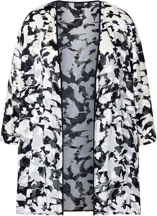 Ulla Popken Sommerjacke Jacke Chiffon-Ausbrenner V-Ausschnitt 3/4-Arm
