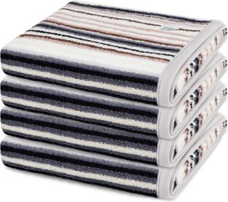 ROSS 4er Set Handt&uuml;cher Vita - Hochwertiger garngef&auml;rbter Walkfrottee 520 g/m&sup2;, 50x100 cm, 100% Baumwolle - Weich, saugstark, pflegeleicht, mit Kordelaufh&auml;