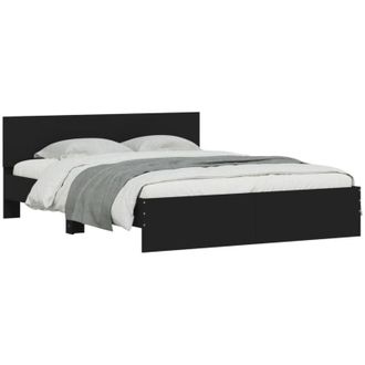vidaXL Cadre de lit avec t&ecirc;te de lit noir 140x190 cm