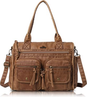 Angel Kiss Geldb&ouml;rsen und Handtasche f&uuml;r Damen, weiches Leder, Hobo-Tasche, Umh&auml;ngetasche, Umh&auml;ngetasche, Umh&auml;ngetasche, Braun, 13.3 inches