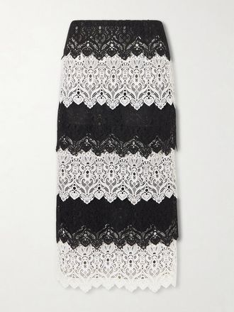 Carolina Herrera Lace Midi Skirt - Black