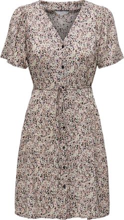 Only Damen Onlevida S/S Short Dress WVN Noos, Rainy Day/AOP:Sweet Flower, M