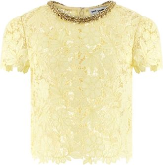 Self Portrait Femme, Blouses et Chemises, Jaune, Taille: 34 FR Lace Top