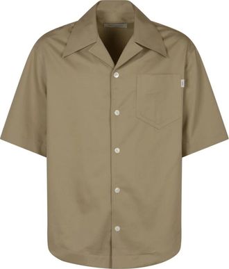 Ami Homme, Chemises, Brun, Taille: M Chemise ample &agrave; manches courtes avec col cubain et poche plaqu&eacute;e
