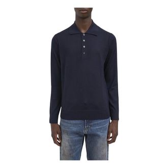 Paolo Pecora Polo en Laine - Homme - Tops - Bleu - Taille: S