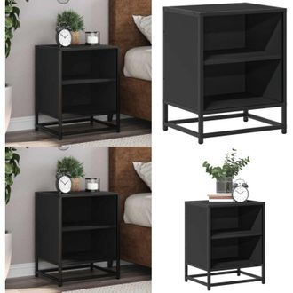 vidaXL Table de chevet noir 40x31x50 cm bois ding&eacute;nierie et m&eacute;tal - Vidaxl