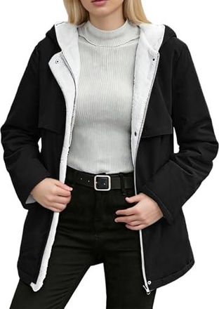 Generic Veste dhiver chaude et &eacute;paisse &agrave; capuche pour femme 2026, Noir, XXL