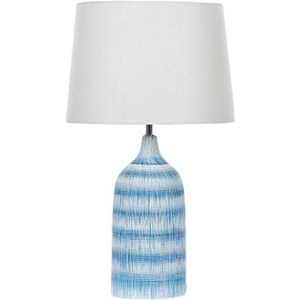 Beliani Lampe de Table en C&eacute;ramique Luminaire de Chevet 66 cm Bleu Abat-jour Georgina