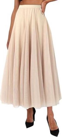 Generic Jupe en maille - Jupe de f&eacute;e - Jupe mi-longue - Jupe de danse - Plage, beige, M