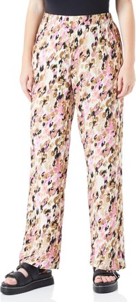 Vero Moda CURVE Damen Vmeasy Hw Wide Pants R1 WVN Ga Cur Hose, Tigers Eye/AOP:ina, 46 Große Größen EU
