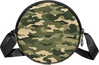 Generic Sac &agrave; bandouli&egrave;re Circle pour femme, petit sac &agrave; bandouli&egrave;re camouflage avec fermeture &eacute;clair, bretelles r&eacute;glables, sac &agrave; main rond d&eacute;contract&eacute; pour f