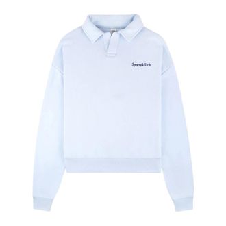 Sporty & Rich Serif Logo Polohemd - - Tops - Damen - Blau - M